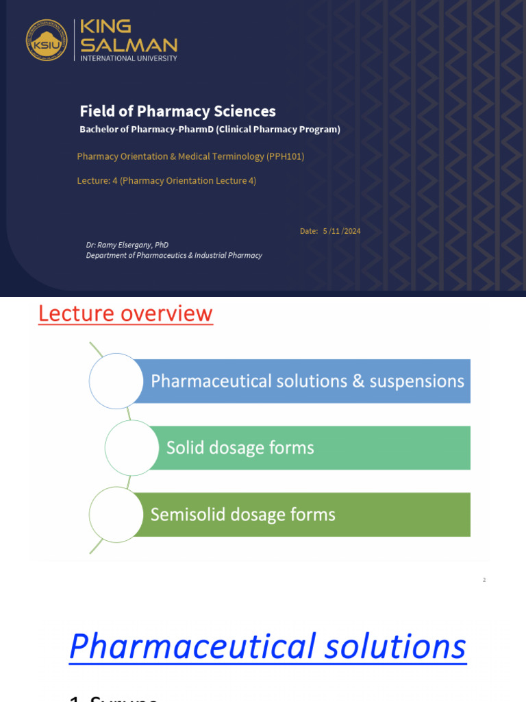 Pharmacy Orientation - Fourth Lecture | PDF | Pharmacy | Academic Publishing