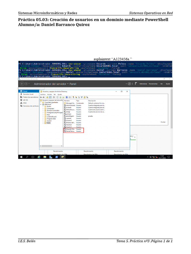 Creación Usuarios Dominio PowerShell | PDF