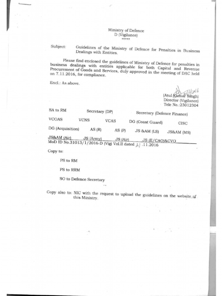 MoD Letter | PDF | Defence Ministries | Defense Policy