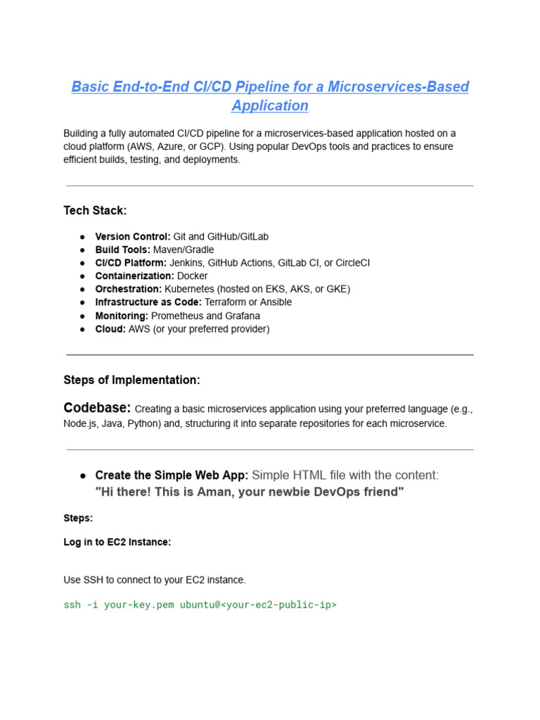 Basic CI_CD pipeline for Microservices-based Application | PDF ...