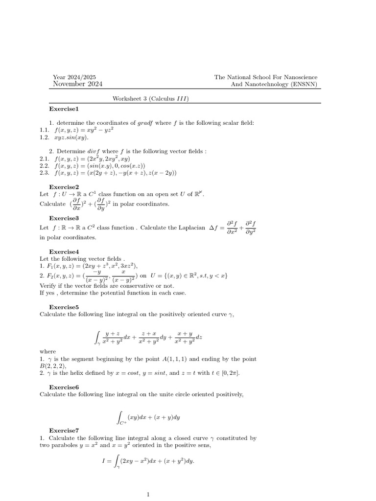 Worksheet3 | PDF | Physics | Linear Algebra
