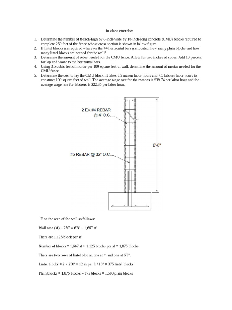 In Class Exercise | PDF | Civil Engineering | Building Technology