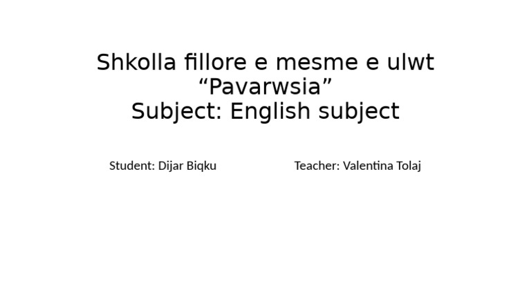 Shkolla Fillore e Mesme e Ulwt | PDF