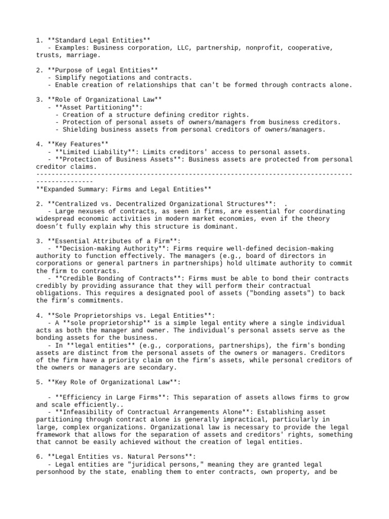 Separate Legal Personality | PDF | Partnership | Corporations