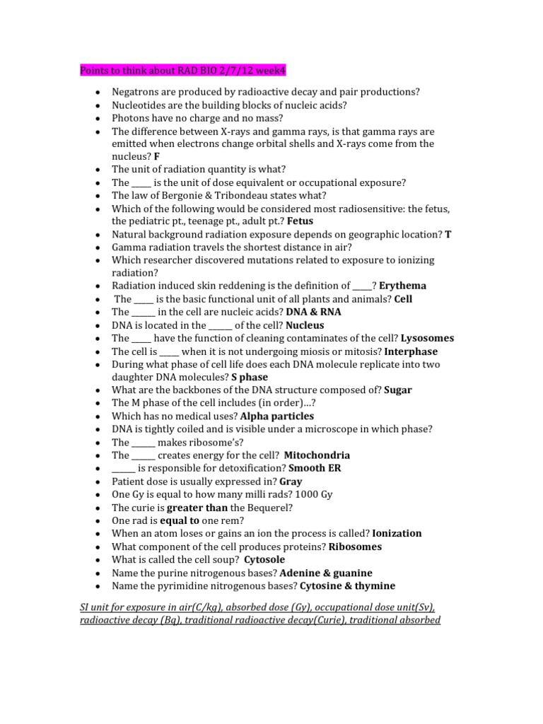 Rad Bio Weekly Notes | PDF