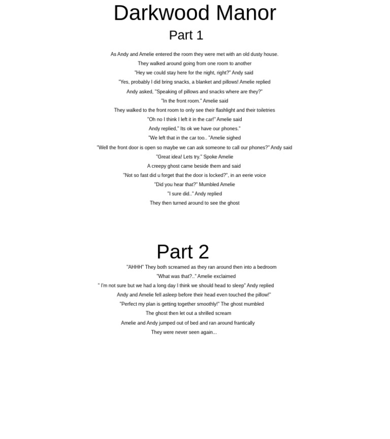 Darkwood Manor: A Night of Terror | PDF