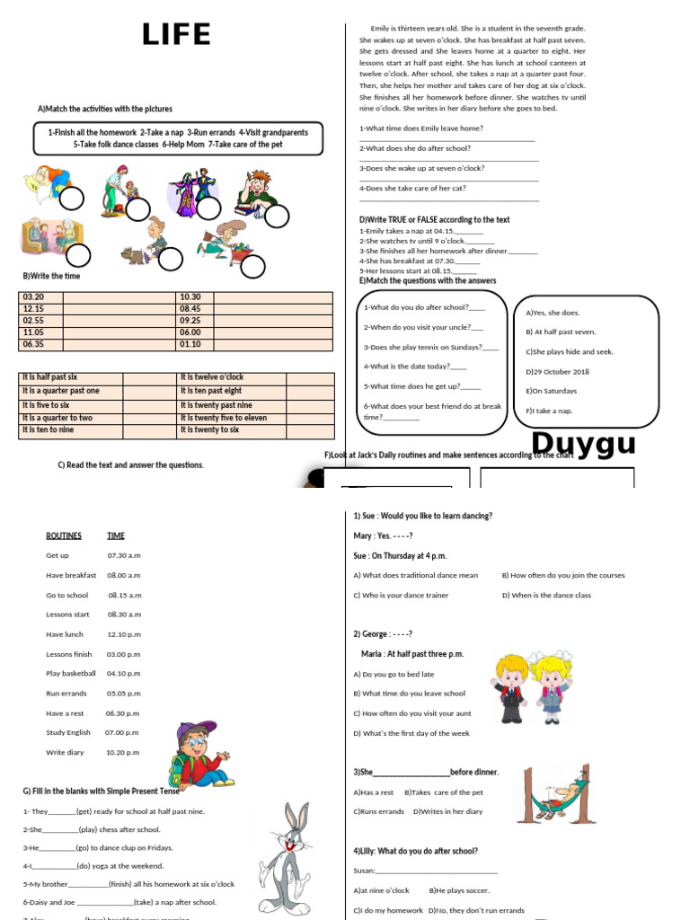 Sinif 1. Unite Life Genis Zaman Etkinligi | PDF