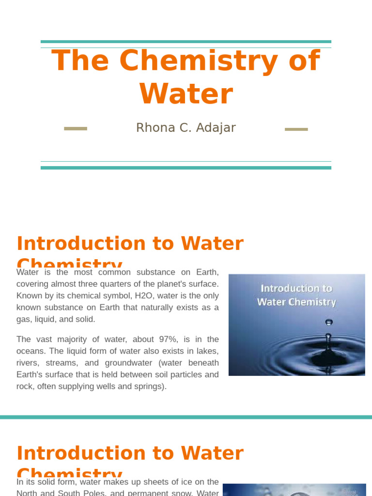 Chemistry of Water | PDF | Acid | Alkalinity
