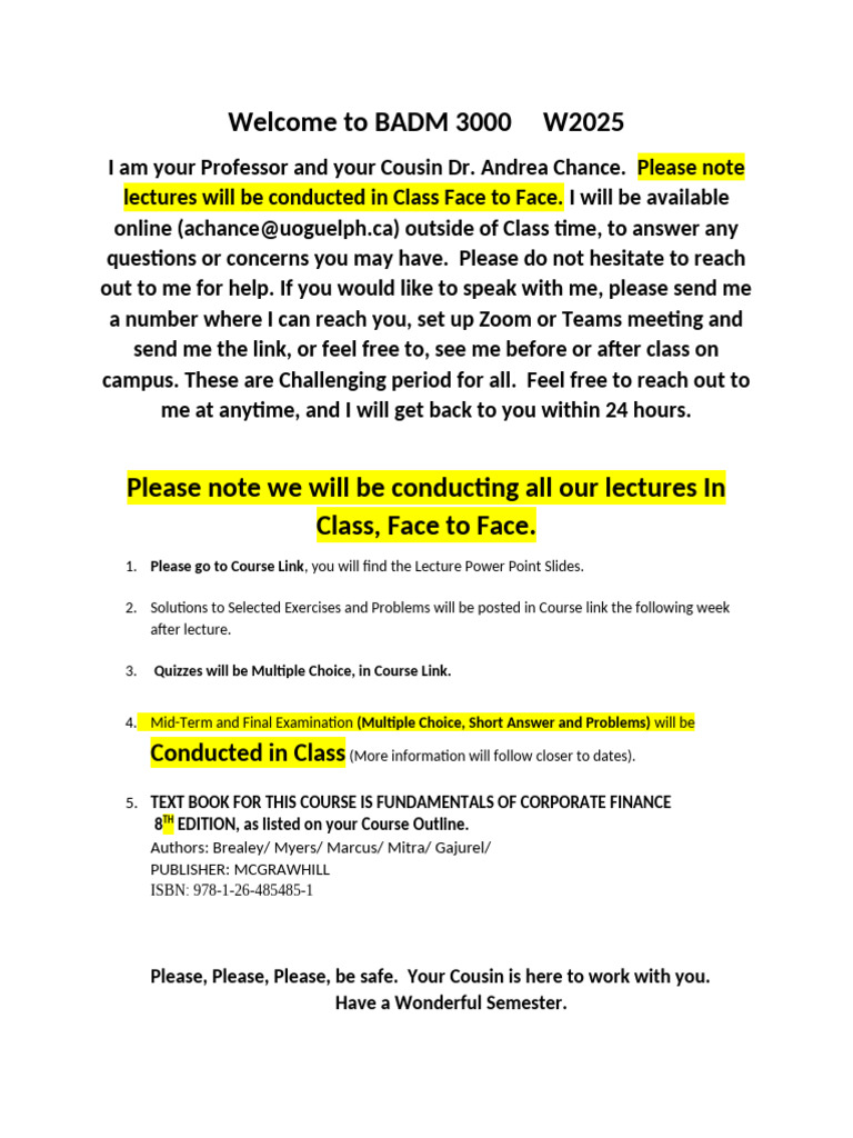 Welcome To BADM 3000 - W2025 - CL | PDF