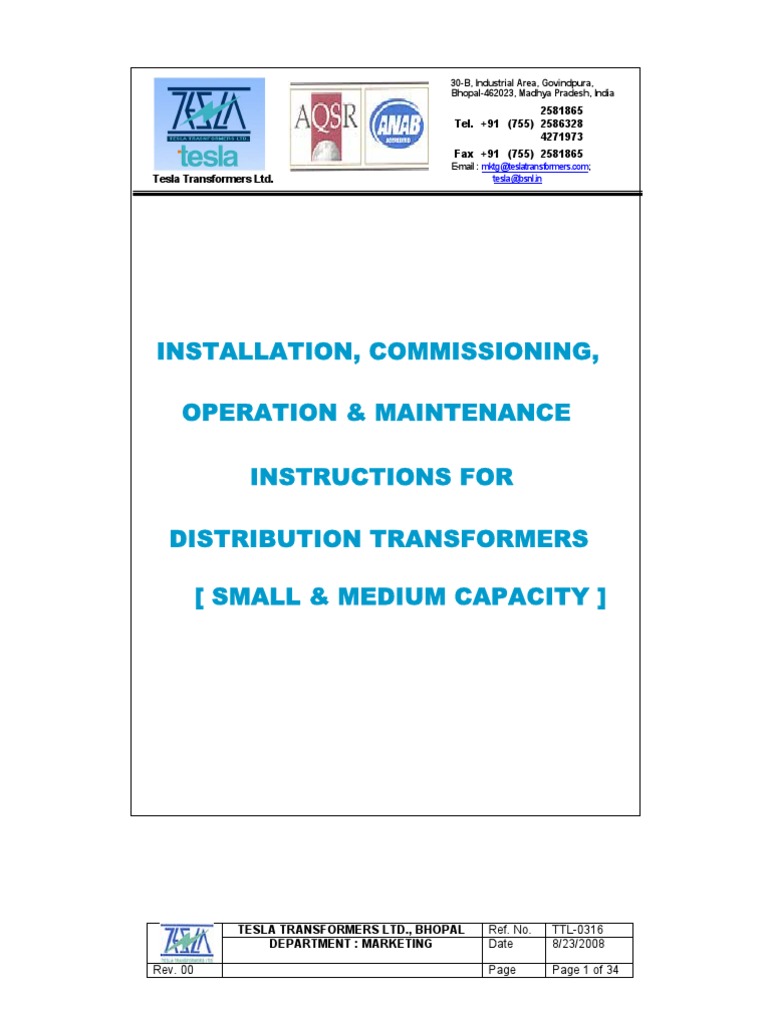 Installation, Commissioning, Operation & Maintenance Instructions For ...