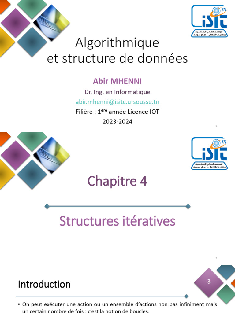 Algorithmique 4 - Structures Itératuves | PDF | Structure de contrôle | Programmation informatique