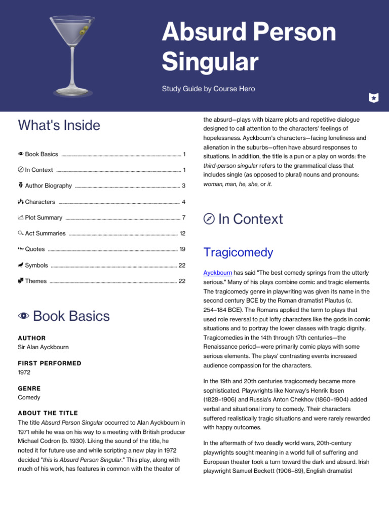 Absurd Person Singular | PDF | Play (Theatre) | Theatre
