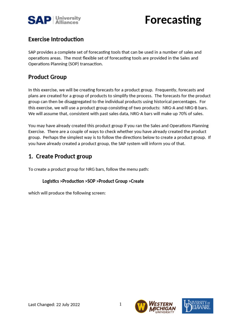 SAP SOP Forecasting for Product Groups | PDF | Forecasting | Microsoft ...