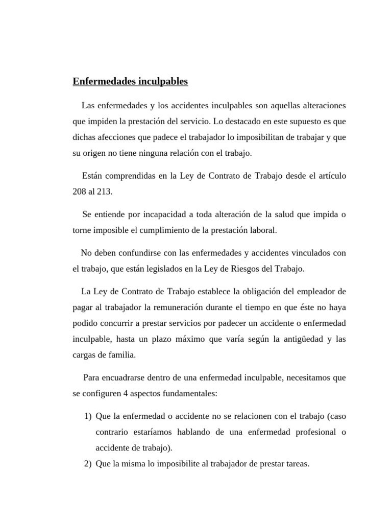 Enfermedades inculpable 1 | PDF | Derecho laboral | Salario