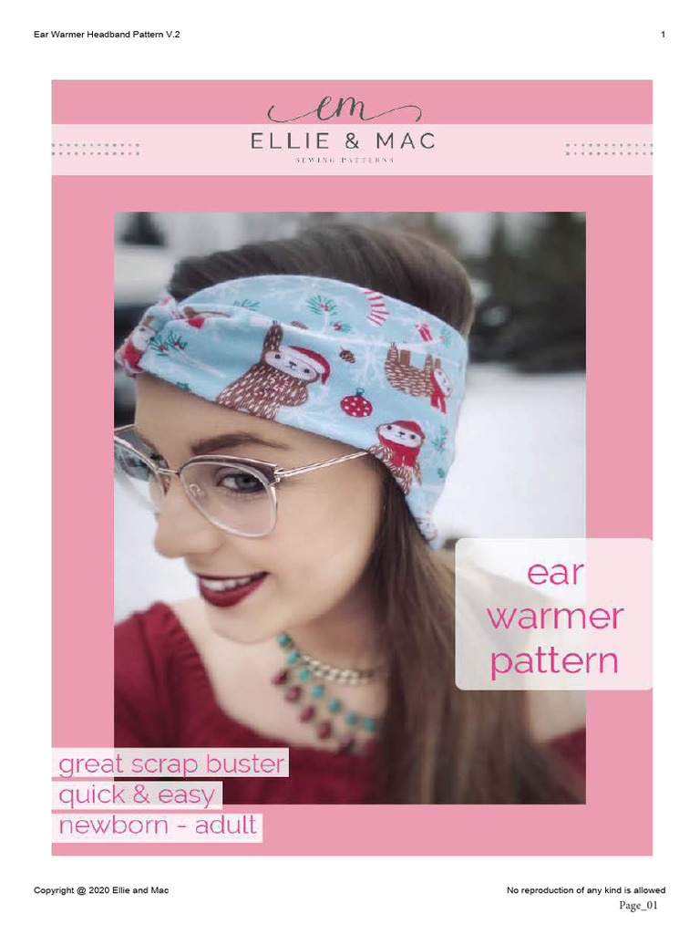 EM Ear Warmer Pattern V.2-Compressed | PDF | Seam (Sewing) | Sewing