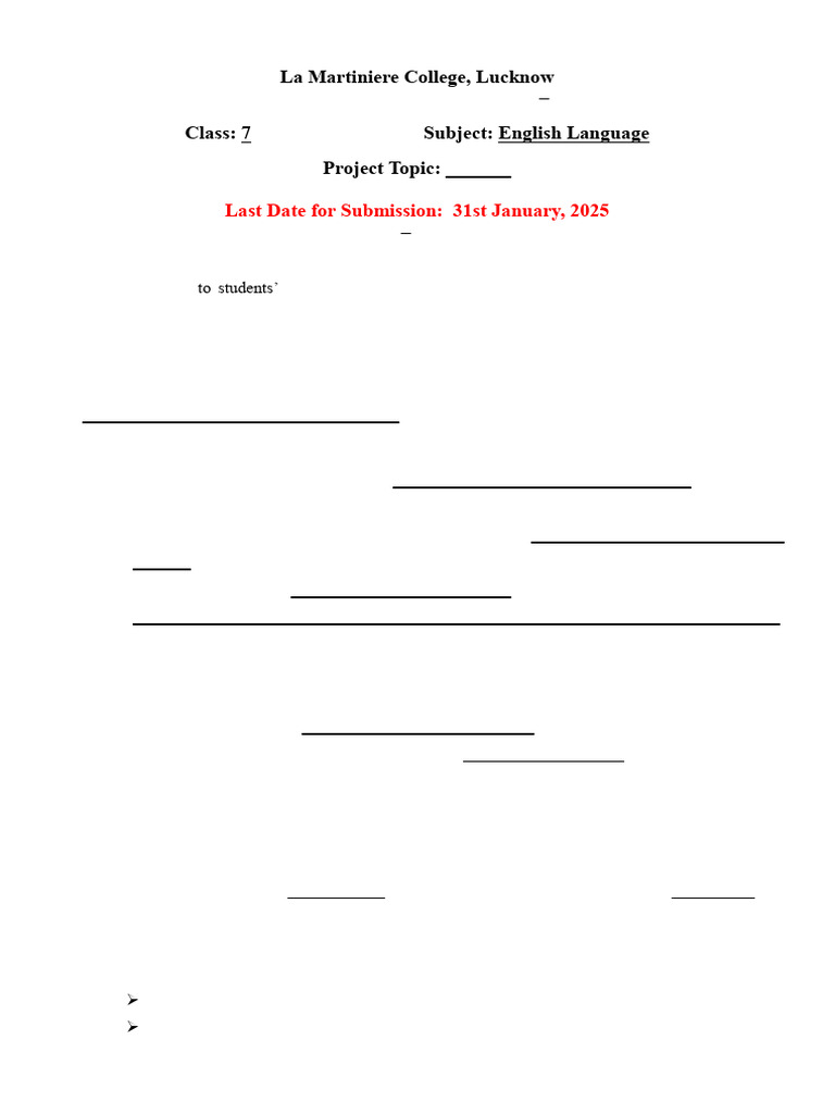 Class 7 - Final Term Project Instructions 2024-25 | PDF
