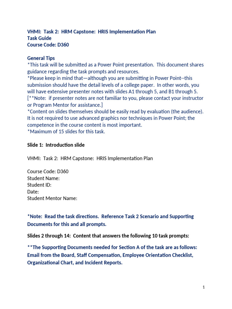 D360 Task 2 Task Guide.v.10.23 | PDF | Human Resource Management | Business