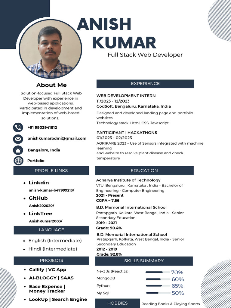 Anish Kumar Resume | PDF | Web Application | Computer Programming