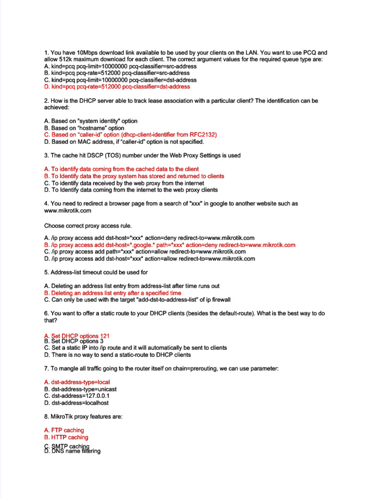 PDF Mikrotik Routeros Configuration Questions Covering Firewall Rules Queues Proxies and More ...