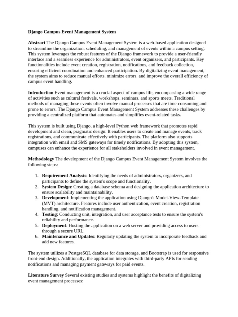 Django Campus Event Management System | PDF | Web Development | Databases