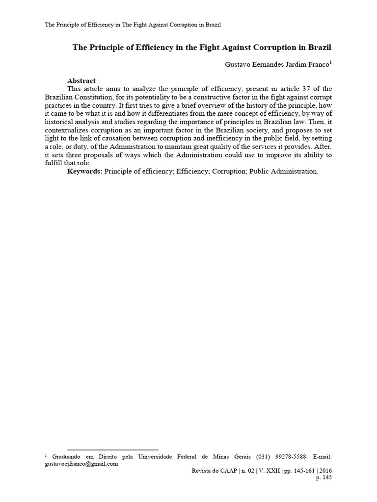 Efficiency Principle Against Corruption Brazil | PDF | Constitution ...