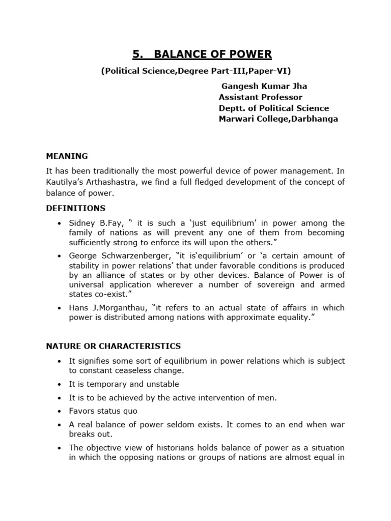 Balance of Power GK Jha 050520 | PDF | Political Science ...