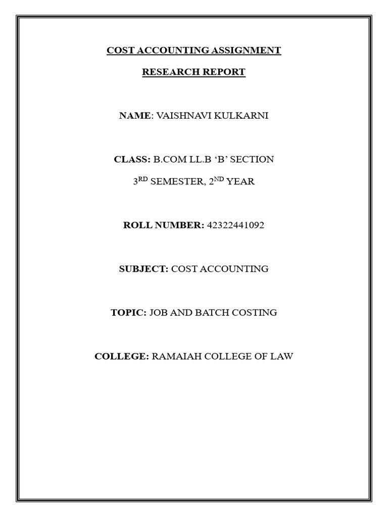 COSTING RESEARCH REPORT | PDF | Case Study | Cost Accounting