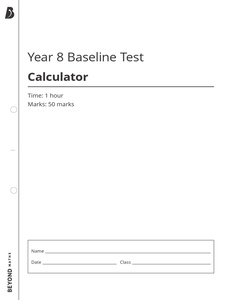 Year 8 Baseline Test - Calculator | PDF | Elementary Mathematics ...