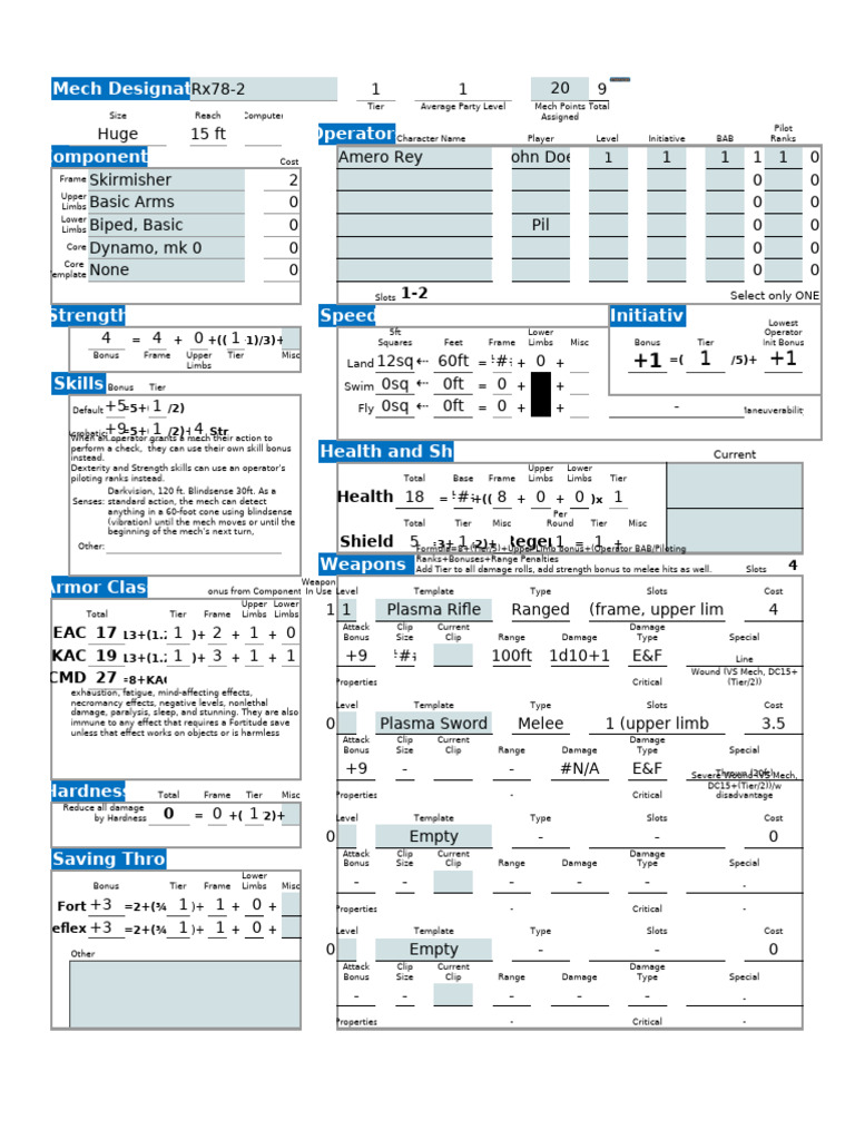Starfinder Mech Sheet v2.3 (Interactive) by U - 8ftplatypus | PDF
