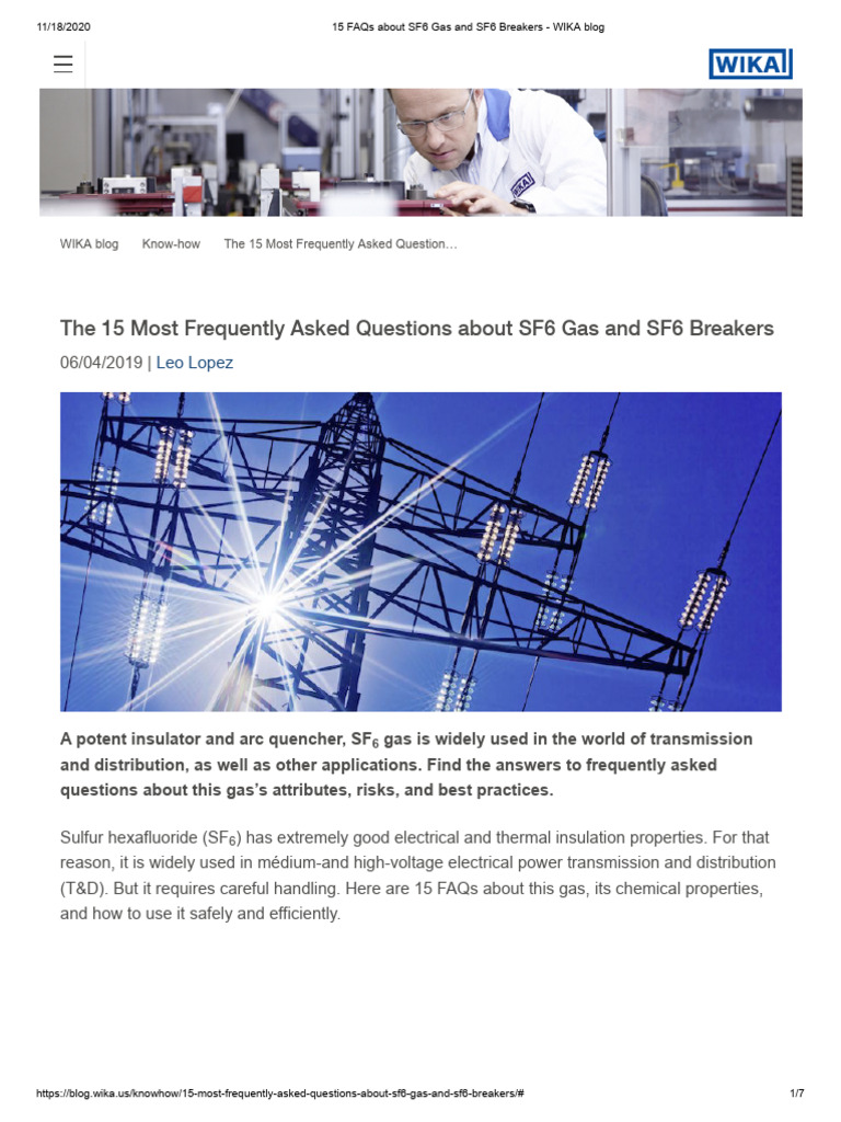 15 FAQs About SF6 Gas and SF6 Breakers | PDF | Chemistry | Chemical ...