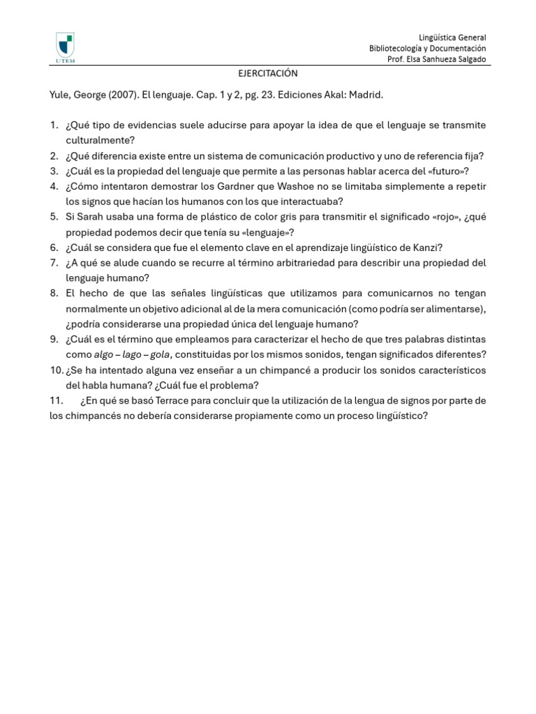 YULE CAP. 1 Y 2 EJERCICIOS | PDF