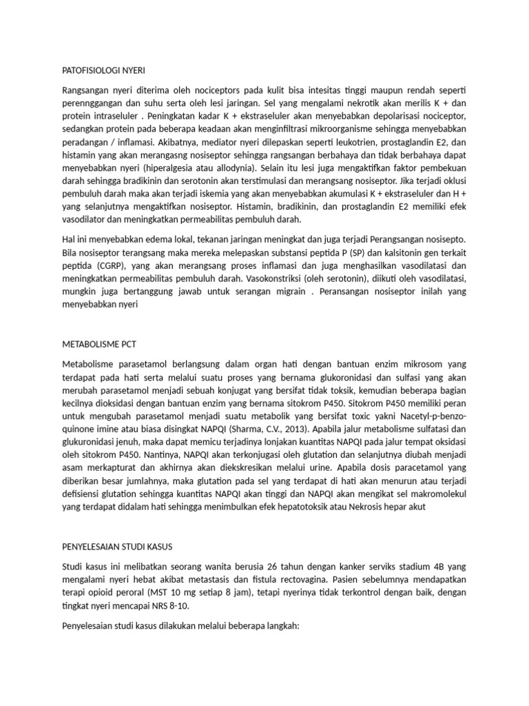 PATOFISIOLOGI NYERI & metabolisme pct | PDF