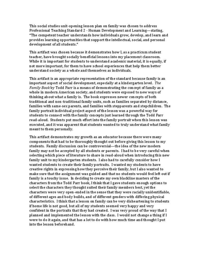 Family Lesson Plan for Kindergarten | PDF | Stepfamily | Teachers