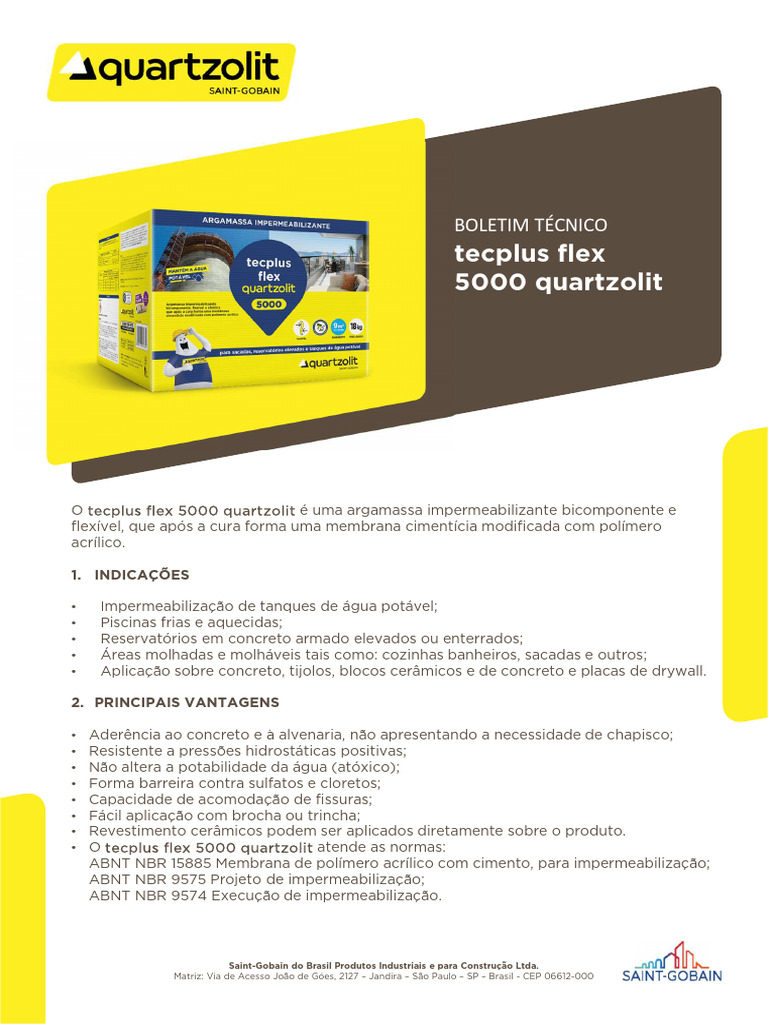 BT Tecplus Flex 5000 Quartzolit REV040724 | PDF | Concreto | Argamassa ...