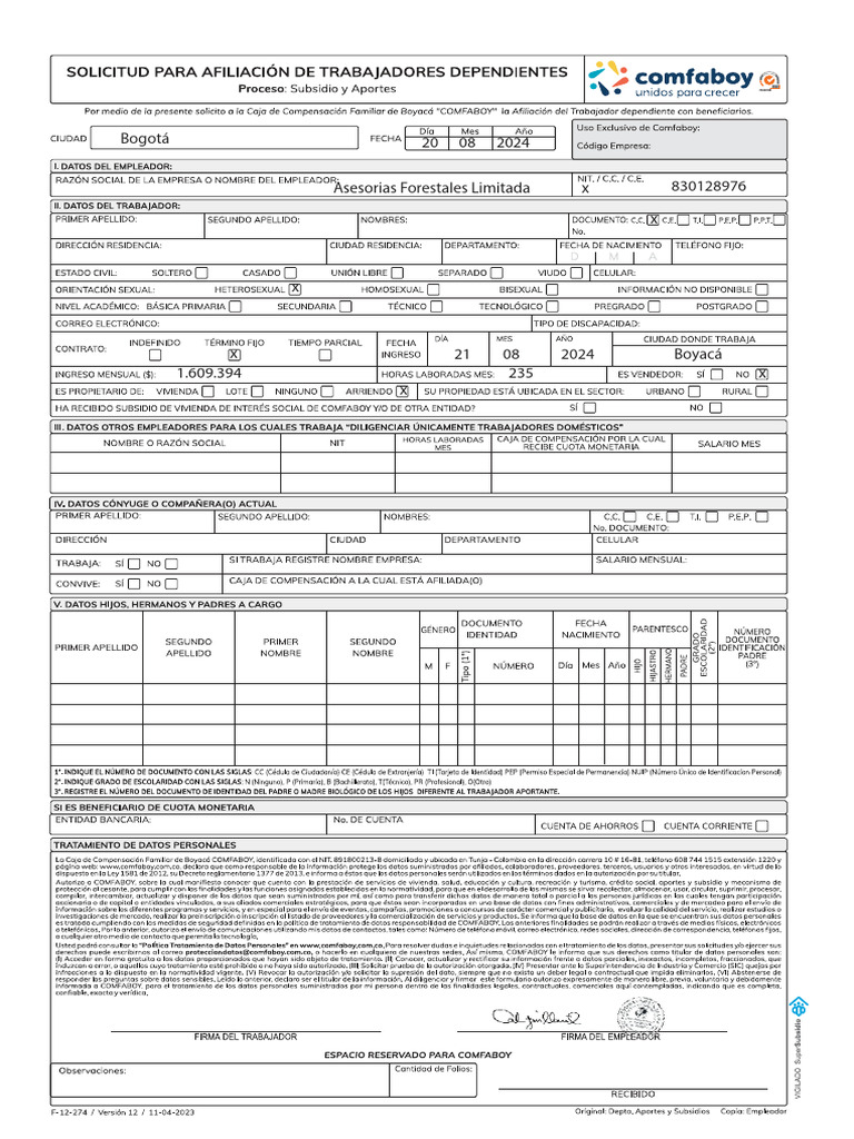 AD1.SolicitudAfilTrabajadorDependiente | PDF