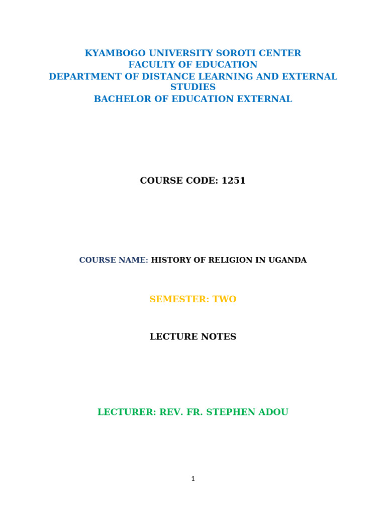 History of Religion in Uganda | PDF | Religious Pluralism | Spirituality