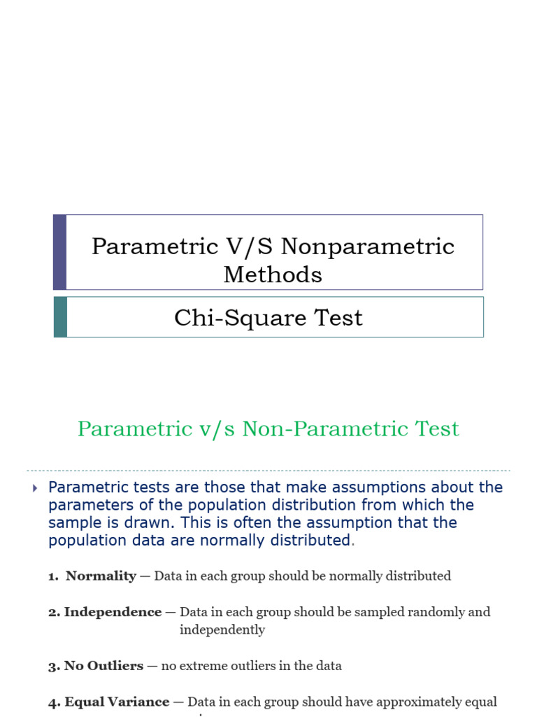Parametric Vs Non Parametric Tests - Chi Square Test | PDF ...