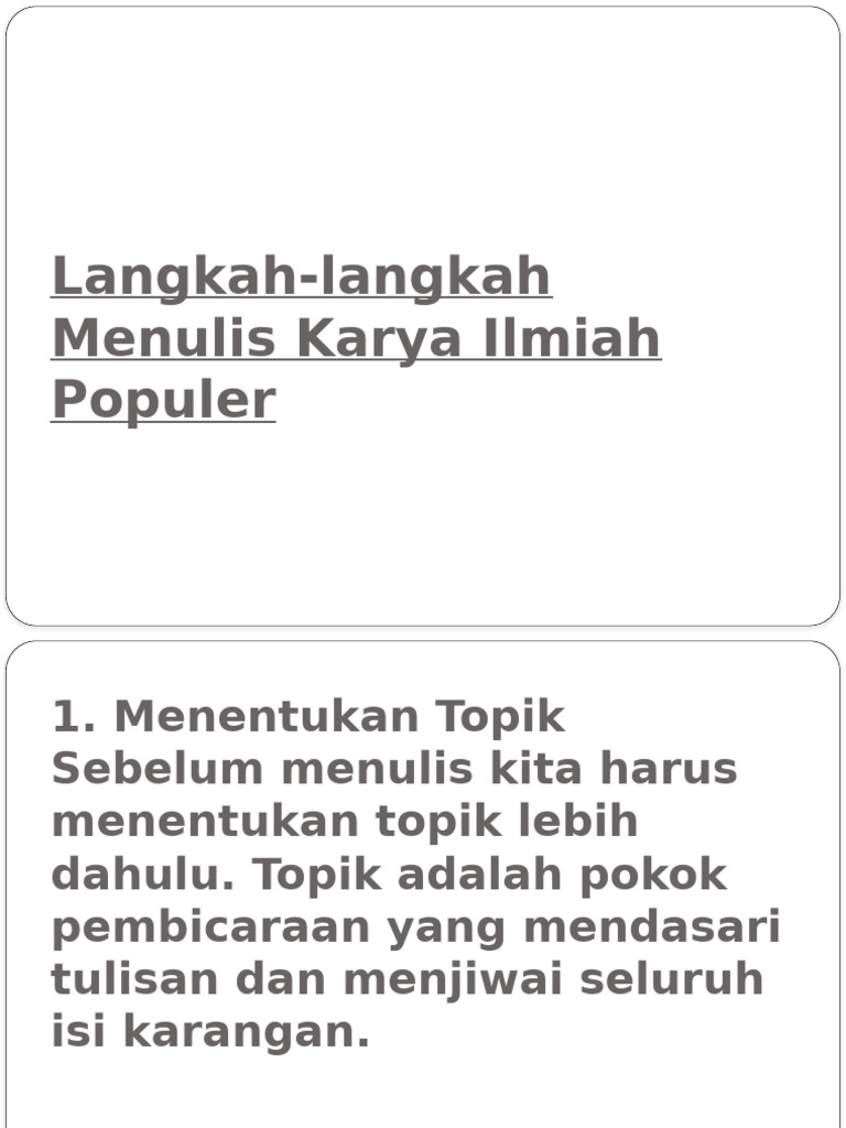 Langkah-Langkah Menulis Karya Ilmiah Populer | PDF