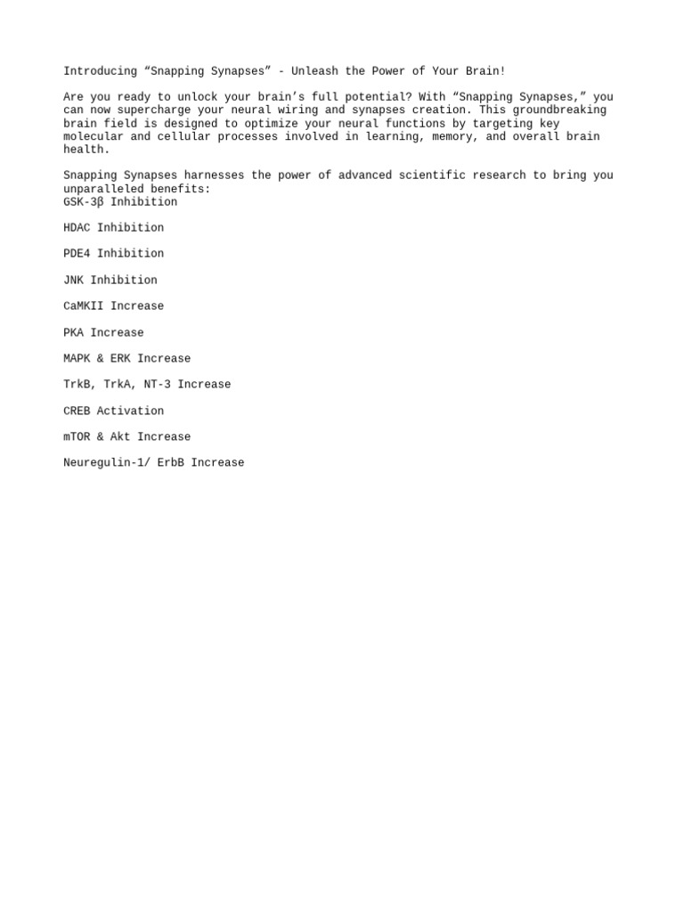 Snapping Synapses - Sapien Medicine (Description) | PDF