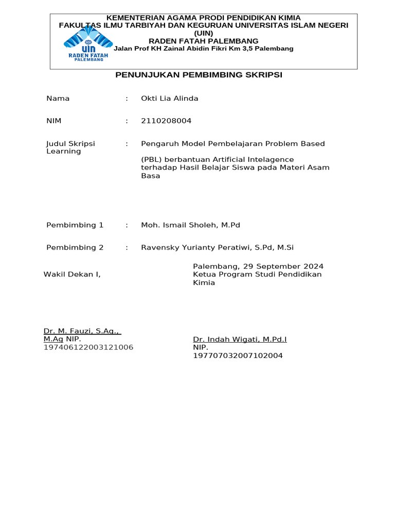 SURAT Okti Lia Alinda | PDF