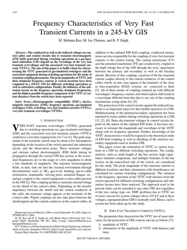 Very Fast Transients in Gis | PDF | Electromagnetic Compatibility ...