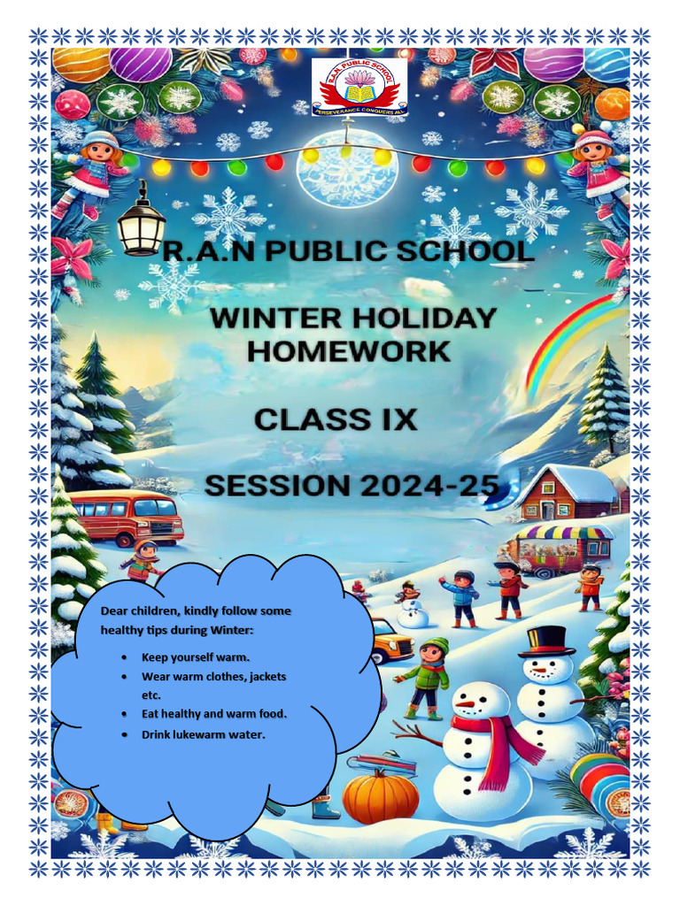 Class 9 TH Winter Holiday Homework | PDF