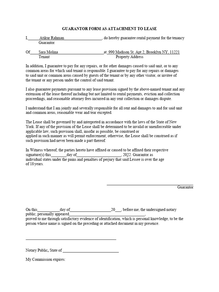 Guarantor Agreement for Lease Rental | PDF