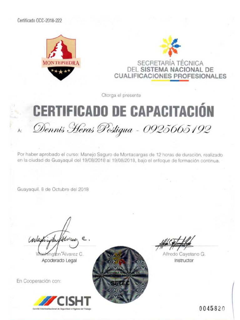 Certificados de Capacitacion | PDF
