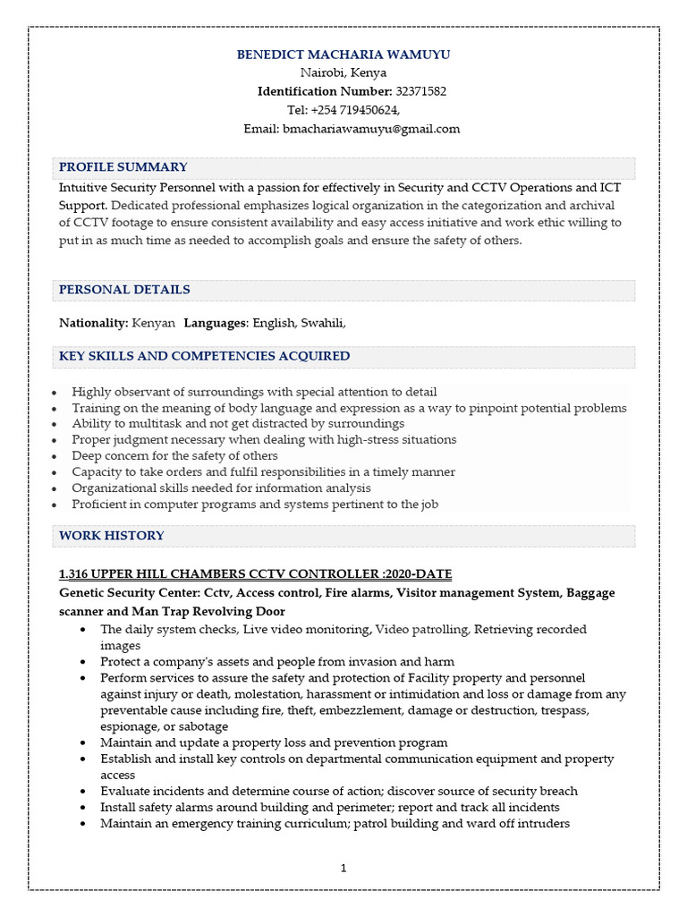 Benedict Macharia Wamuyu CV | PDF | Computer Network | Physical Security