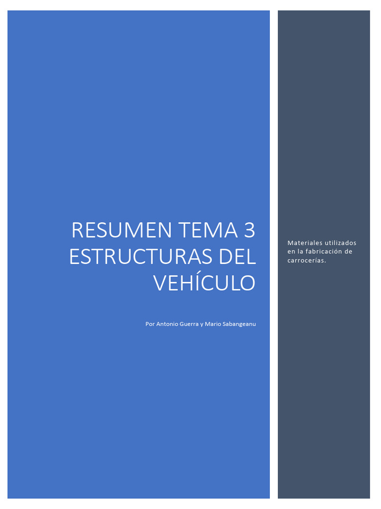 Resumen Tema 3 EV Antonio Guerra y Mario Sabangeanu | PDF | Acero | Aluminio
