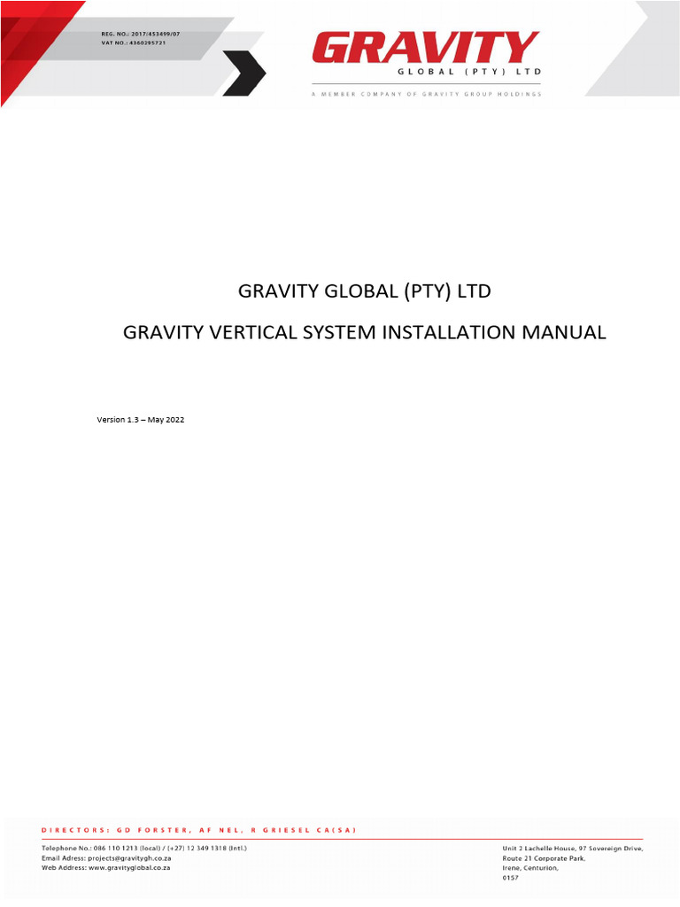 Training Module Gravity Vertical System Installation - v1.3 | PDF ...