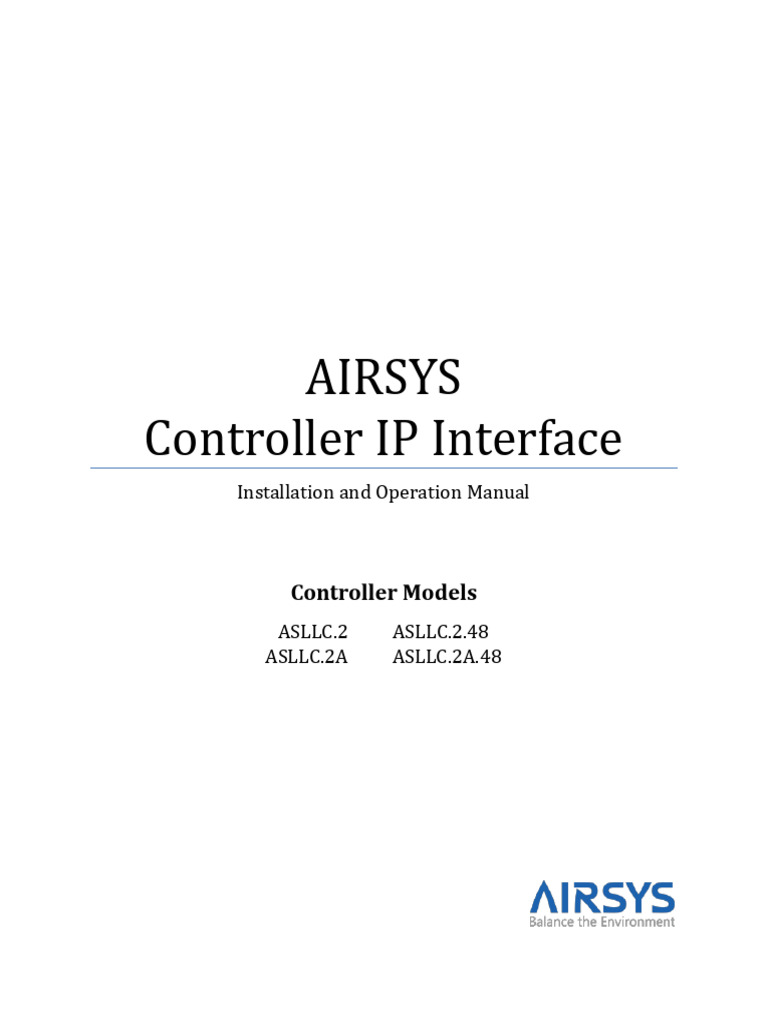 AIRSYS Controller IP Interface Manual Rev 4.7 | PDF | Humidity | Building Automation