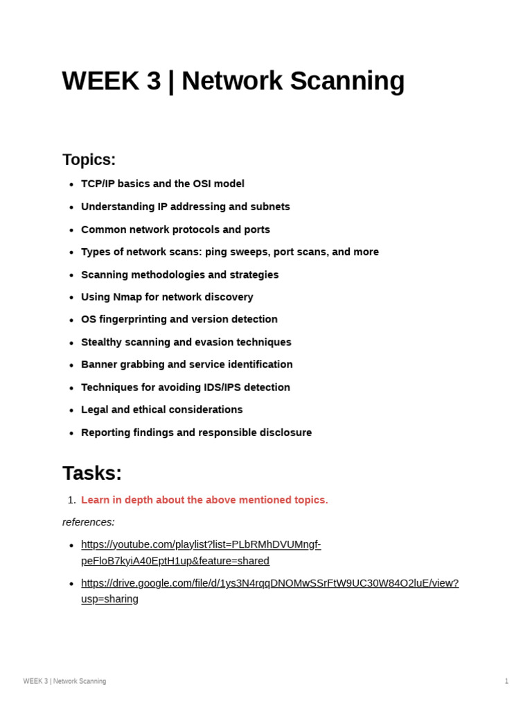 WEEK 3 Network Scanning | PDF | Computer Network | Internet Protocols