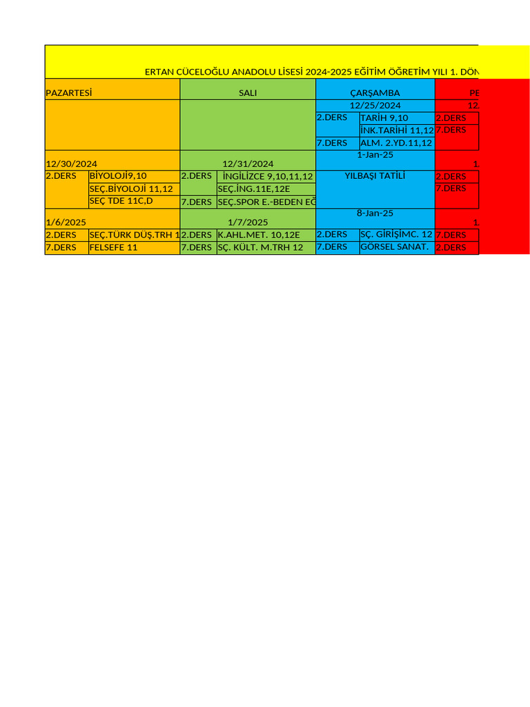 2.yazili Sinav Programi | PDF